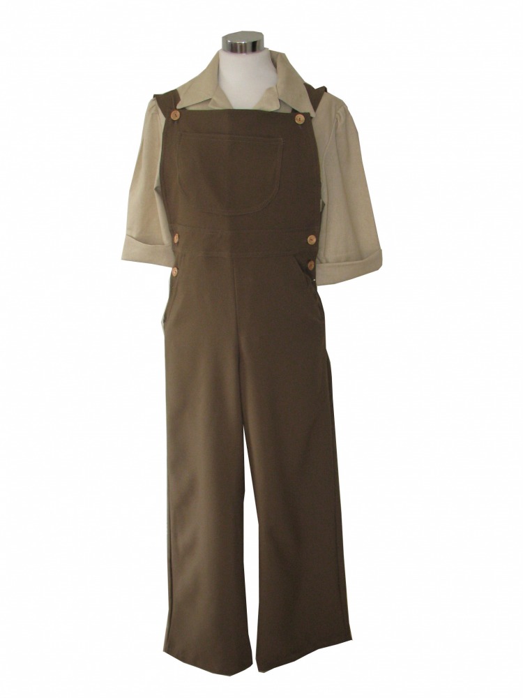 Ladies 1940s Wartime Land Army Costume And Head Scarf Complete